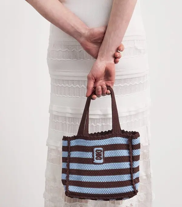 Sandro Crochet Stripe Tote Bag