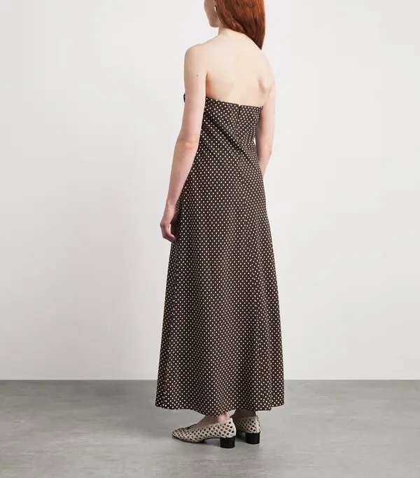 Matteau Silk Polka Dot Strapless Maxi Dress - Brown