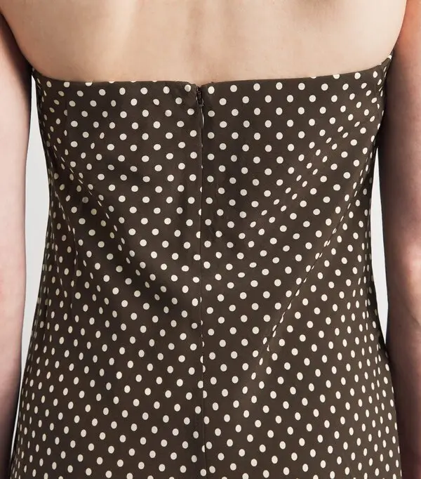Matteau Silk Polka Dot Strapless Maxi Dress - Brown