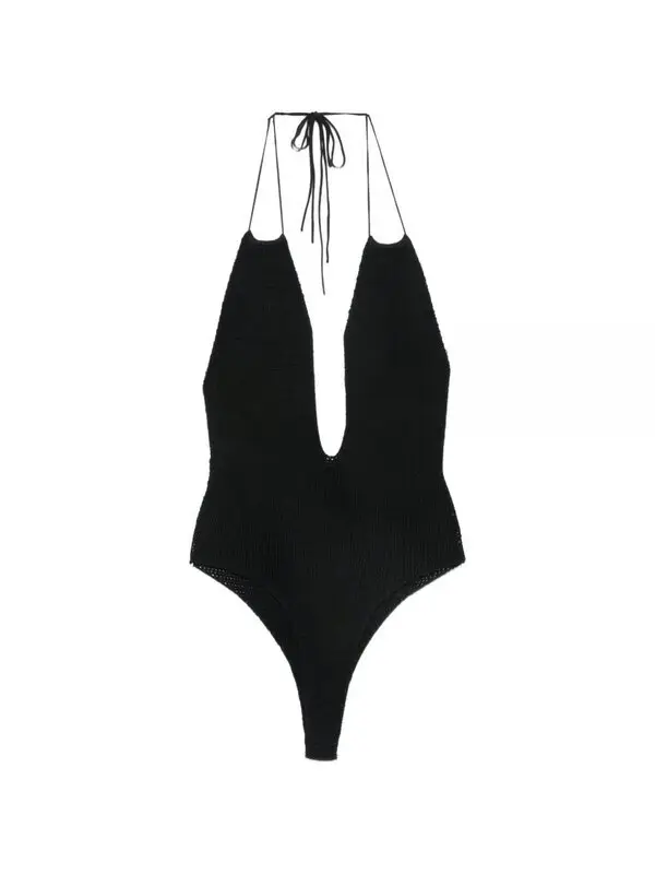 ELOU Riviera Crochet Halterneck Swimsuit - Black