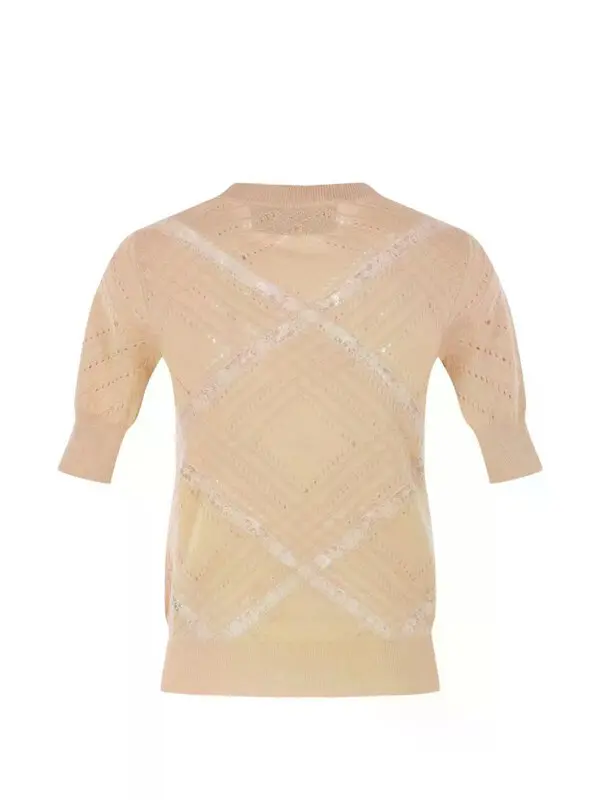 Ermanno Scervino Pointelle Knit Top With Lace Paneling