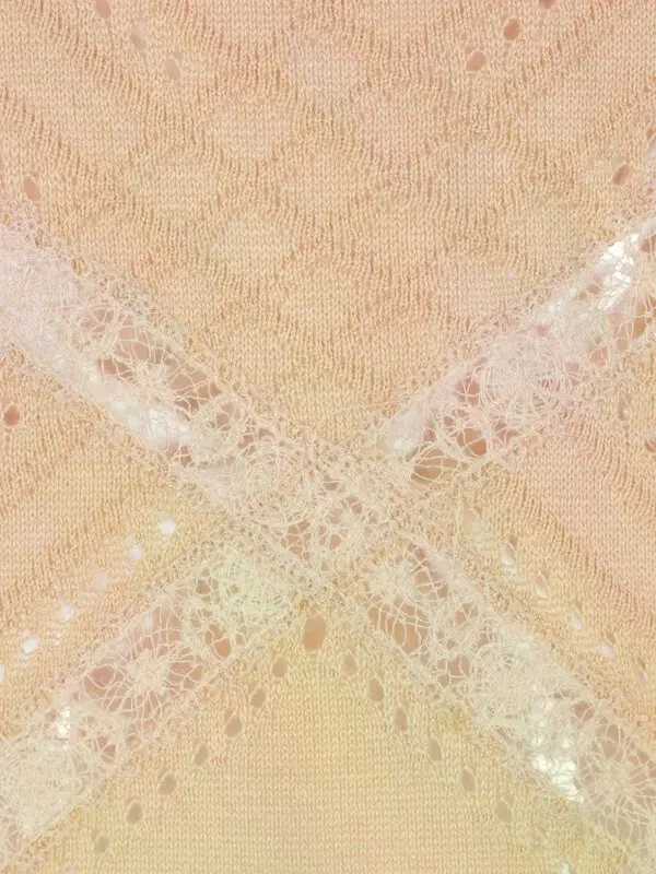 Ermanno Scervino Pointelle Knit Top With Lace Paneling