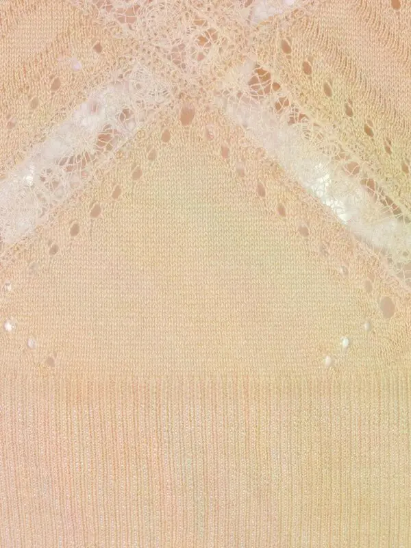 Ermanno Scervino Pointelle Knit Top With Lace Paneling