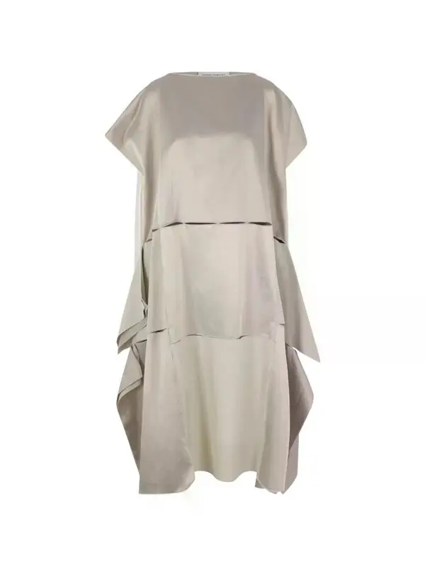 NICCOLO PASQUALETTI Grey Satin Cut-out Draped Dress