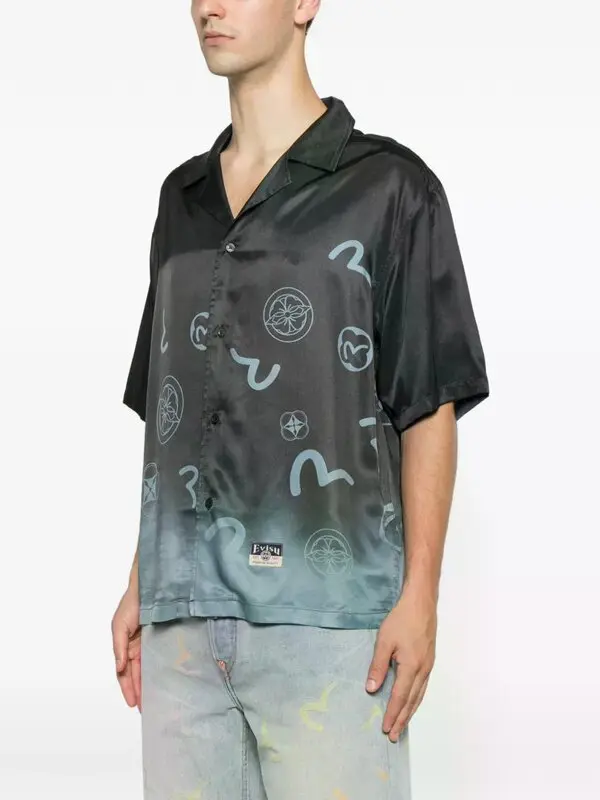 EVISU Monogram-print Ombré-effect Shirt