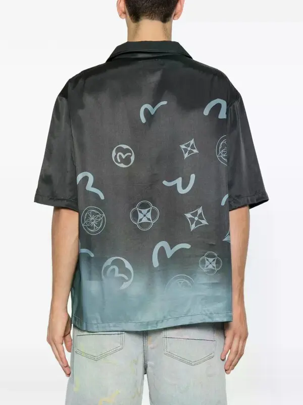 EVISU Monogram-print Ombré-effect Shirt