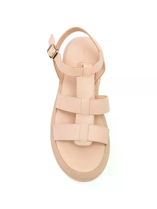 SERGIO MORETTI FIRENZE Light Beige Leather Cage Sandals