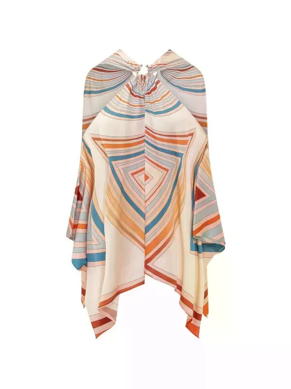 KOSE Iris Geometric Print Handkerchief Hem Top
