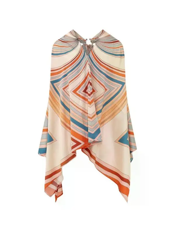 KOSE Iris Geometric Print Handkerchief Hem Top