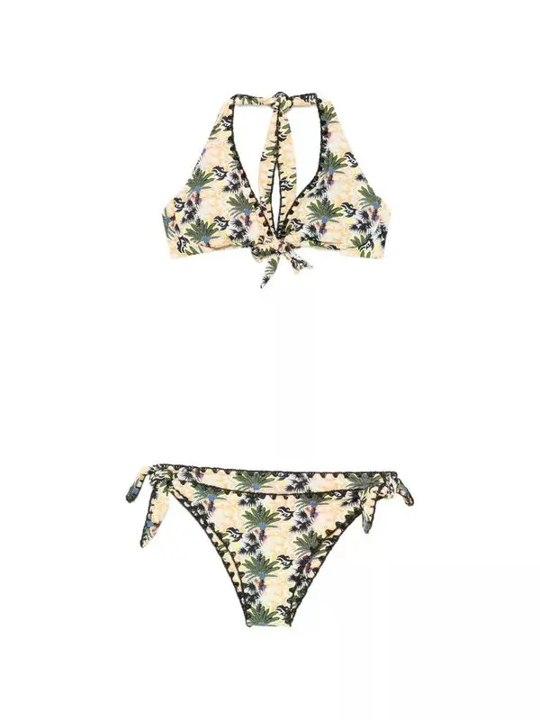 Anjuna Palm-print Halterneck Bikini - Yellow