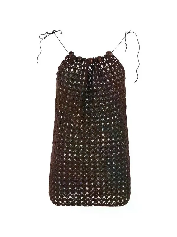 NICCOLO PASQUALETTI Beaded Crochet Top - Brown