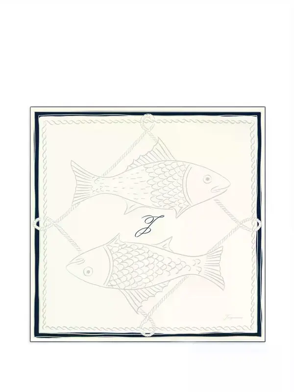 Jacquemus Fish-print Silk Scarf - Neutrals