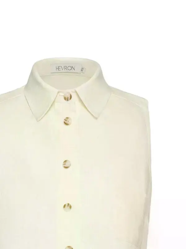 HEVRON Katja Cropped Sleeveless Shirt - Neutrals