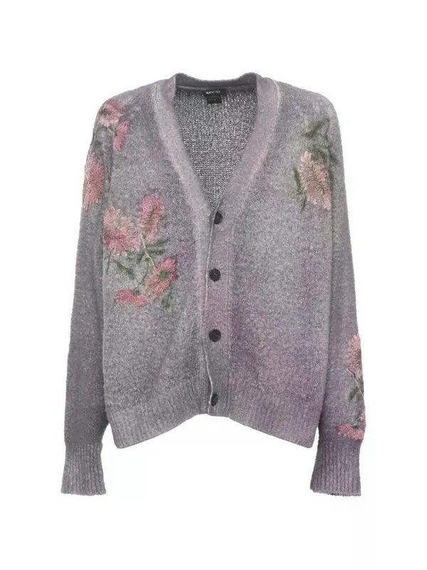Avant Toi Floral Embroidered V-neck Cardigan