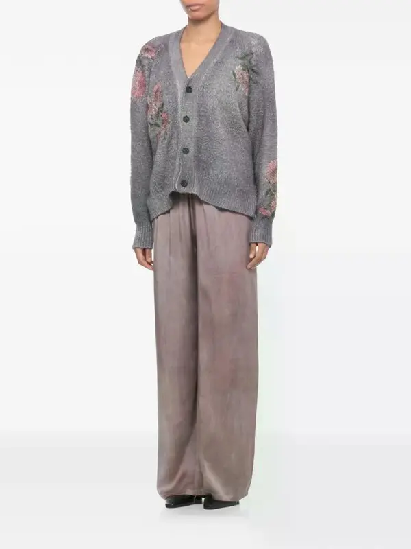 Avant Toi Floral Embroidered V-neck Cardigan