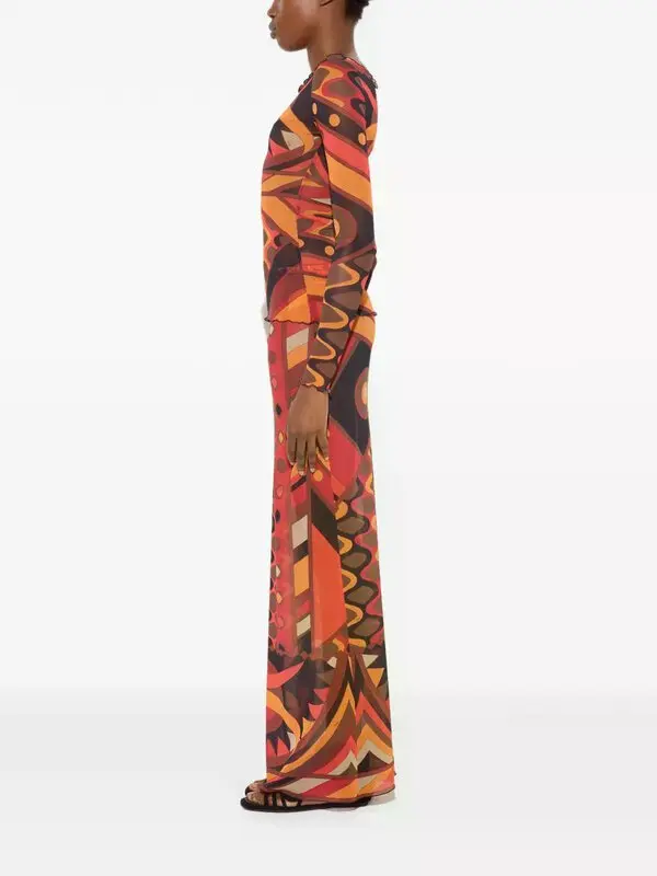 Emilio Pucci Vivara Print Tulle Top - Orange