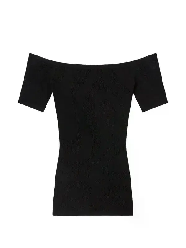 Emilio Pucci Marmo Mesh Jacquard Short-sleeve Top