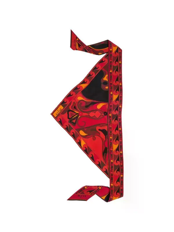 Emilio Pucci Orchidee-print Silk Triangle Scarf - Red