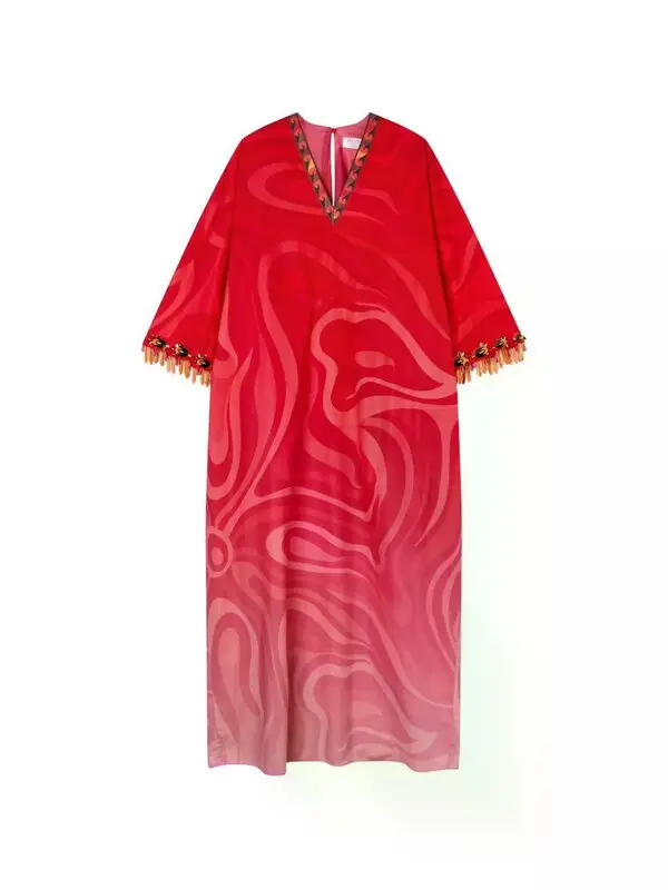 Emilio Pucci Marmo Degradé Print Popeline Kaftan - Red