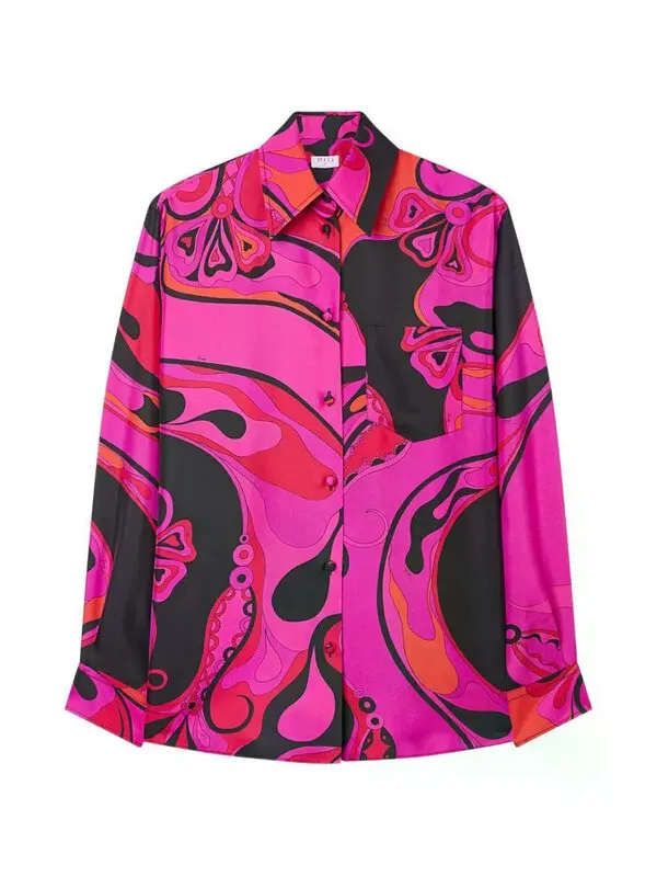 Emilio Pucci Silk Twill Orchidee Print Shirt