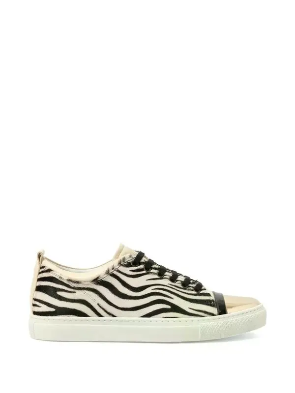 LANVIN Zebra-print Metallic Toe Cap Sneakers