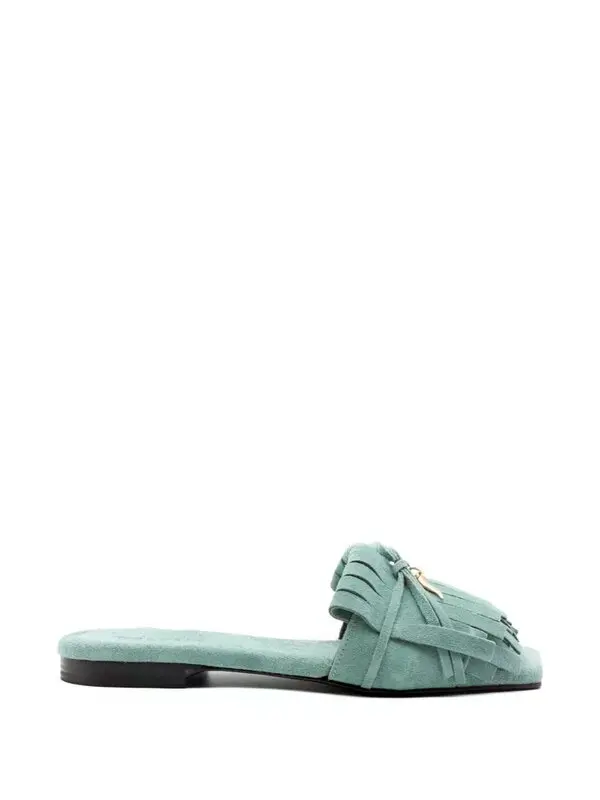 DONNARÌ Fringe Detail Square Toe Sandals