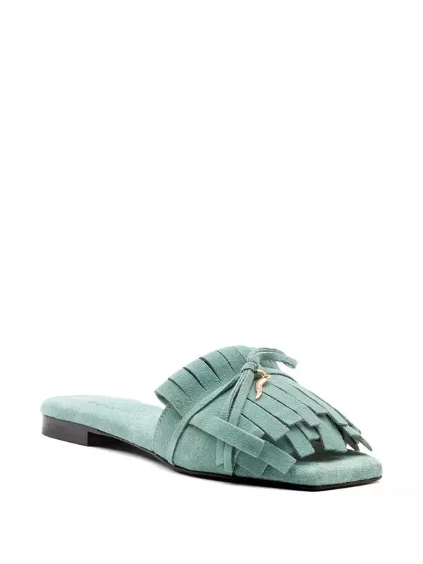 DONNARÌ Fringe Detail Square Toe Sandals