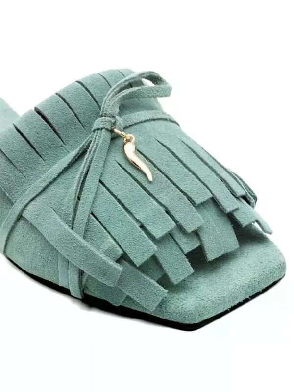 DONNARÌ Fringe Detail Square Toe Sandals