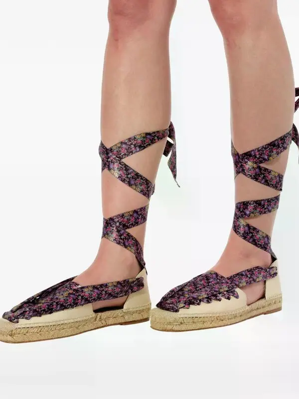 Balenciaga Floral Print Lace-up Espadrilles