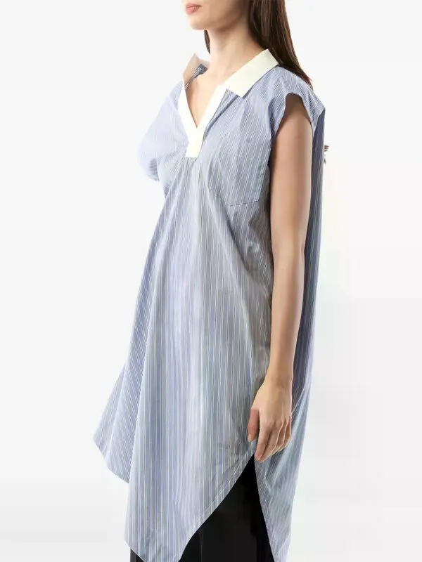 Sacai Asymmetric Hem Striped Blouse
