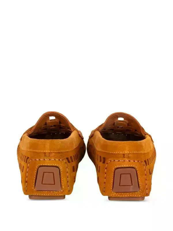 Casadei Maxisuede Perforated Leather Loafers