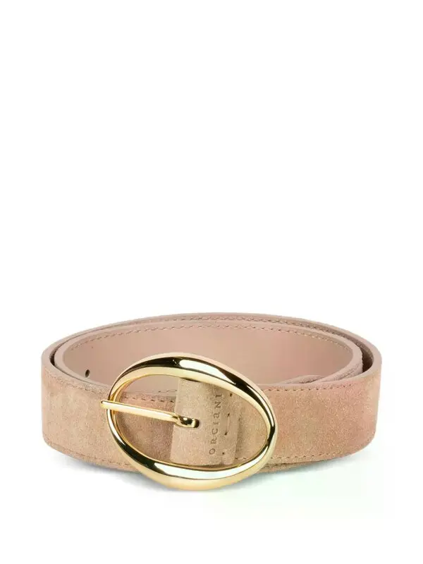 Orciani Suede Belt With Oval Buckle - Neutrals