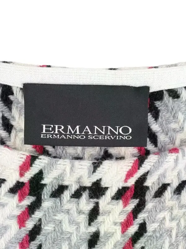 Ermanno Scervino Check Fringed Poncho