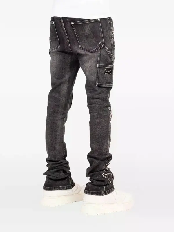 GUAPI Crystal-embellished Spider-motif Jeans - Grey