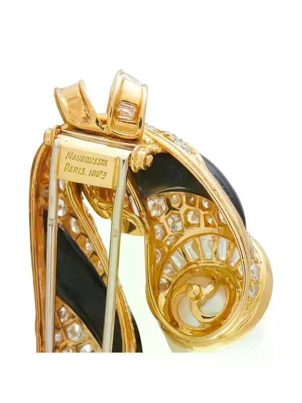MAUBOUSSIN Diamond, Onyx, And Pearl Brooch