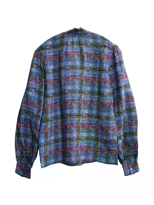 Saint Laurent Silk Check Lavalliere Blouse