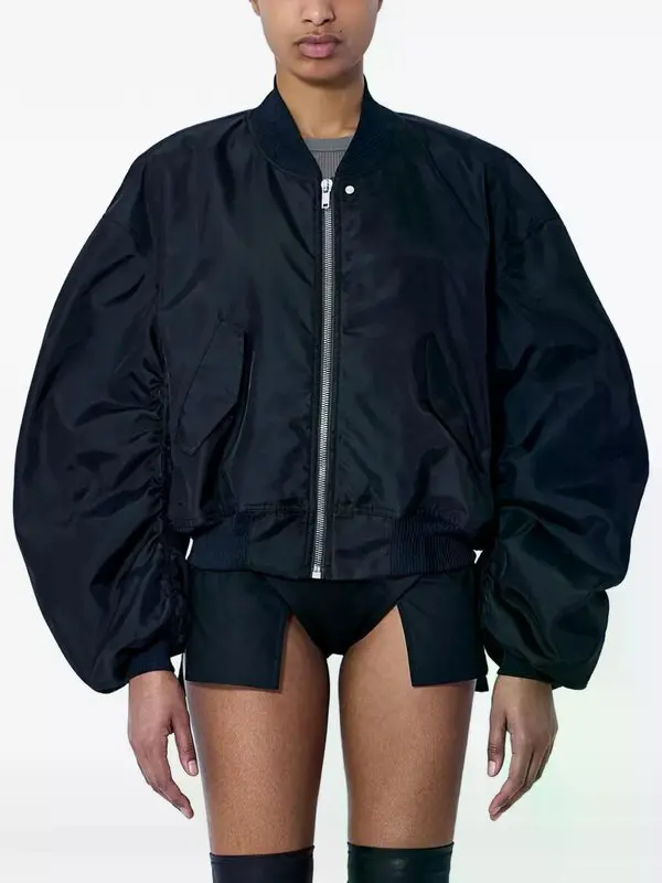 Rick Owens Jumbo Flight Ruched-sleeve Oversized Bomber Jacket