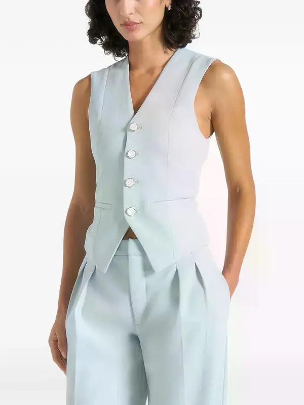 Manière De Voir Christine Tailored Waistcoat With Gold Button Detail - Blue