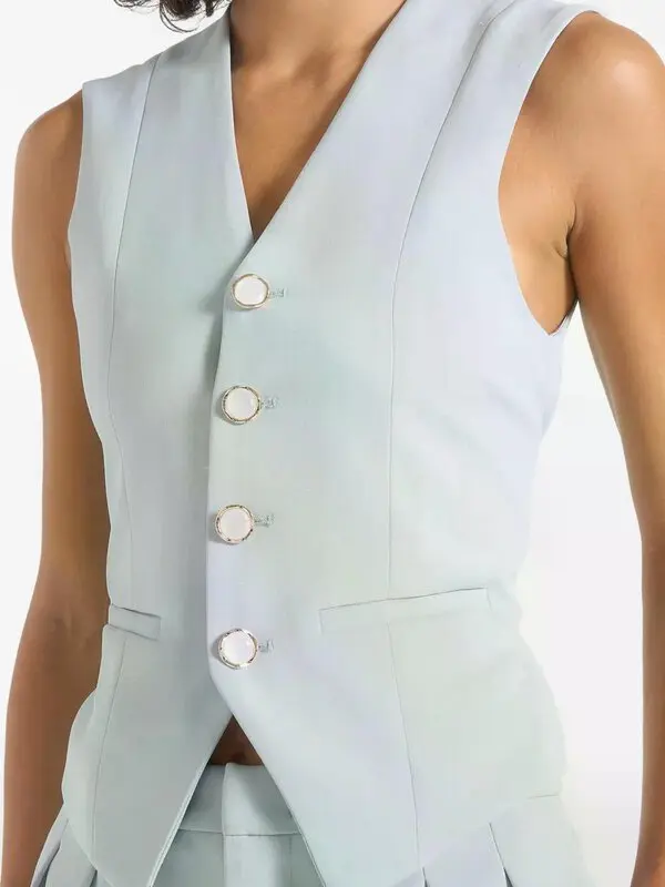 Manière De Voir Christine Tailored Waistcoat With Gold Button Detail - Blue
