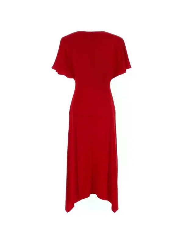 Stella McCartney V-neck Asymmetrical Midi Dress - Red