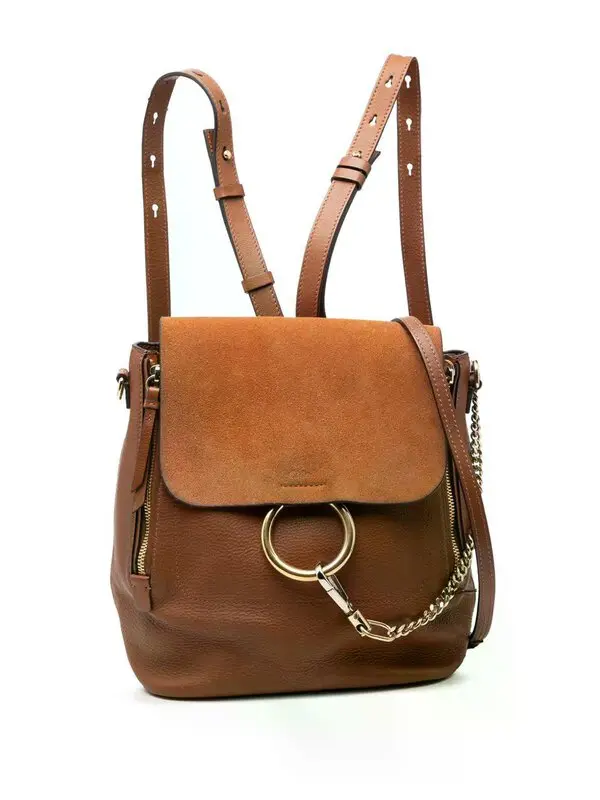 Chloé Faye Backpack In Calfskin And Suede - Brown