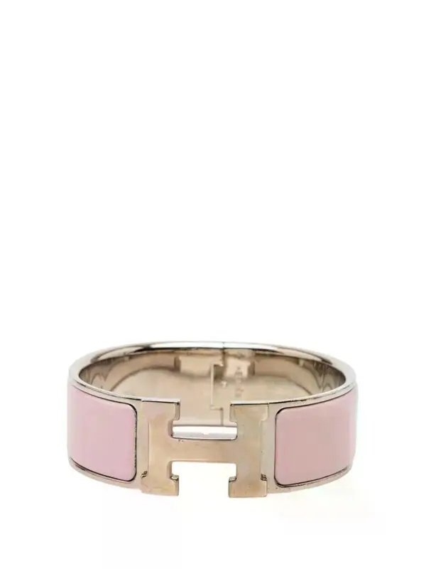 Hermès Wide Enamel H Bracelet Gm - Pink