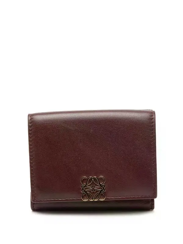 Loewe 2024 Leather Anagram Trifold Wallet Small Wallets - Red