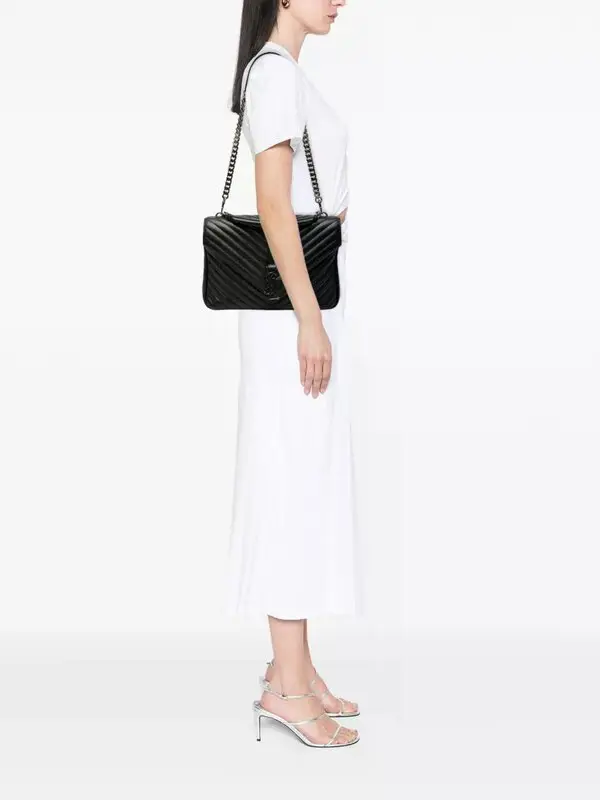 Saint Laurent 2016 Large Chevron Sheepskin Monogram College Satchel