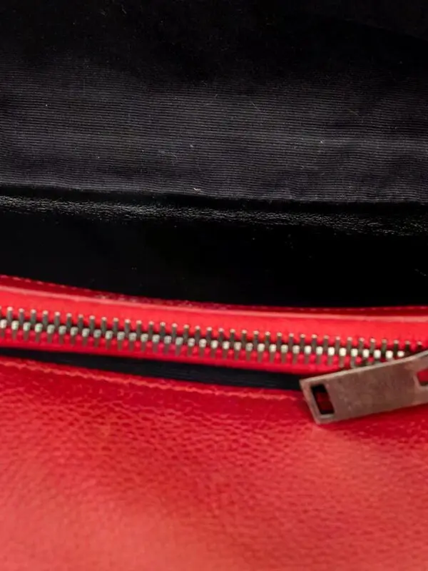 Saint Laurent Medium Chevron Sheepskin Monogram College Satchel - Red