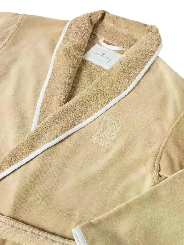 Brunello Cucinelli Cotton Terrycloth Bathrobe With Linen Trims