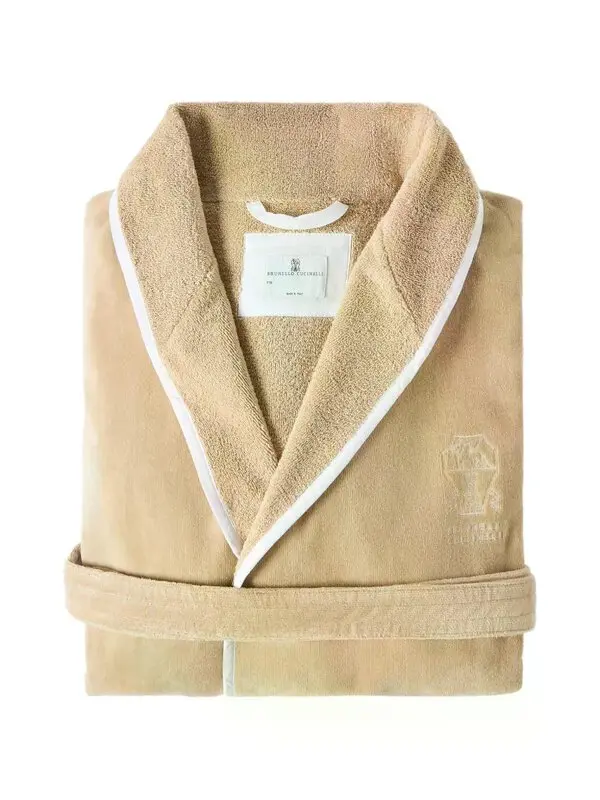 Brunello Cucinelli Cotton Terrycloth Bathrobe With Linen Trims