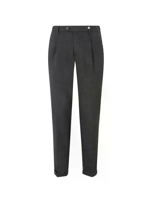 MYTHS Pleated-front Turn-up Trousers In Dark Marl - Grey
