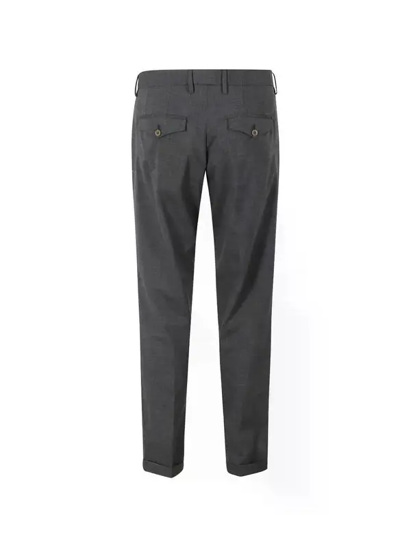 MYTHS Pleated-front Turn-up Trousers In Dark Marl - Grey