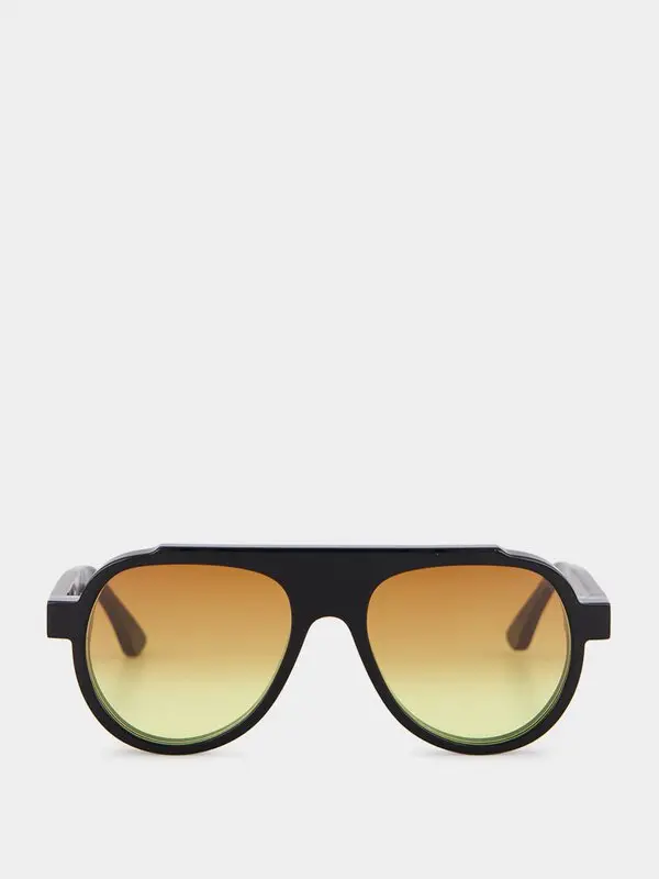 Thierry Lasry Clandestry Acetate Aviator Sunglasses - Black
